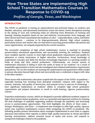 How Three States are Implementing High School Transition Mathematics ...